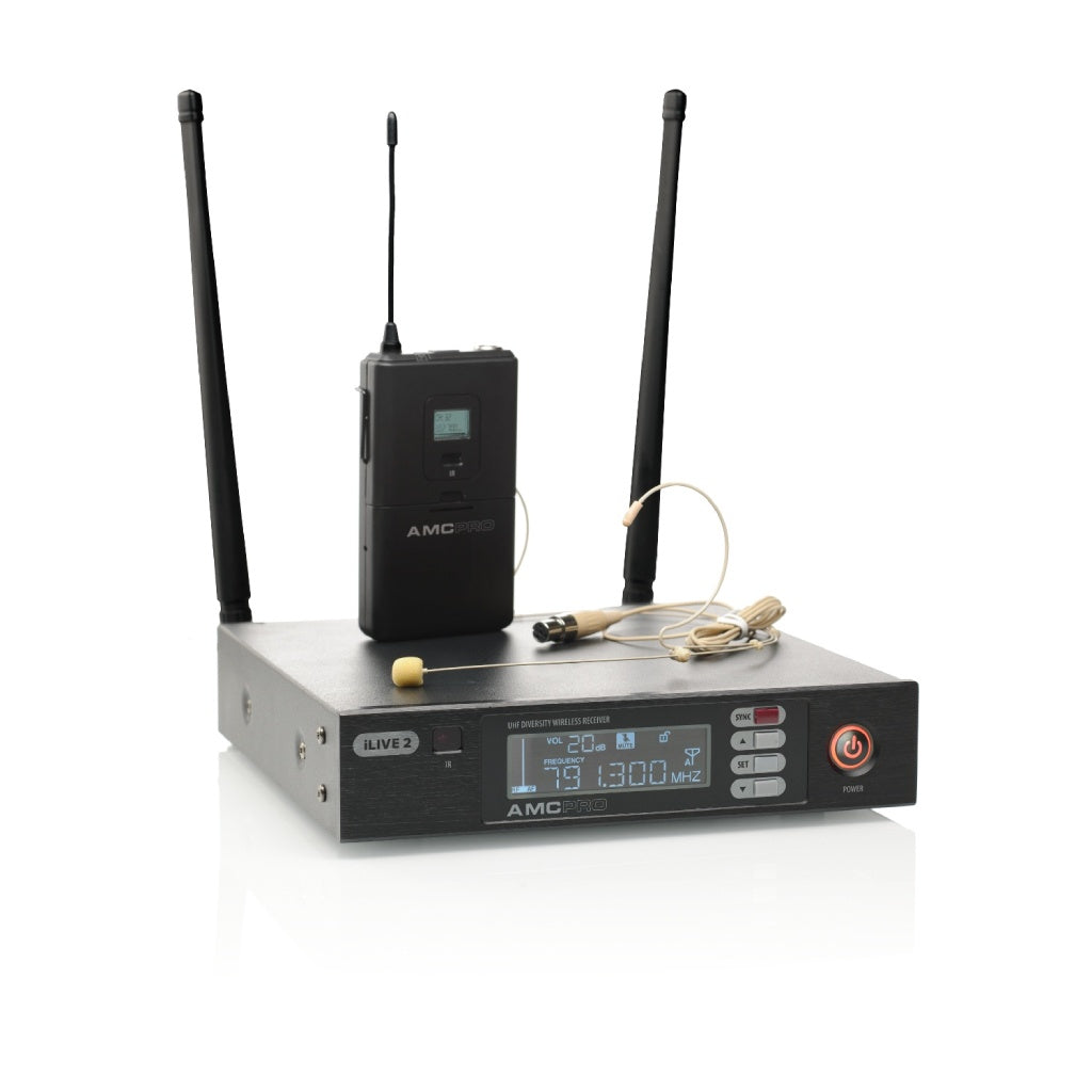 Sistem microfon wireless AMC iLive2 Headset, receptor semnal, emitator